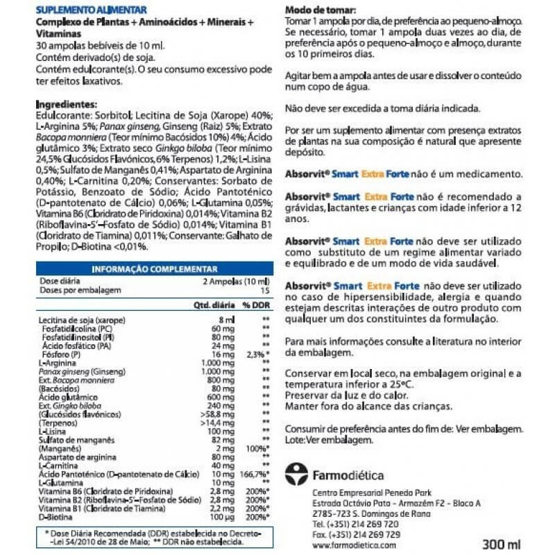 Absorvit Smart Extra Forte 20 Ampolas